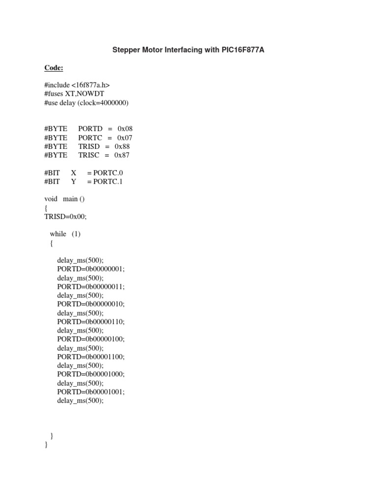 Stepper Motor Interfacing With Pic16f877a Pdf
