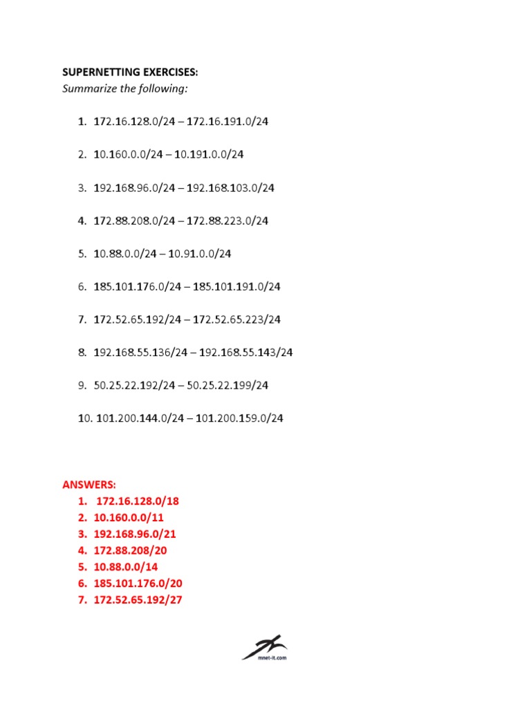 Supernetting Exercises | PDF