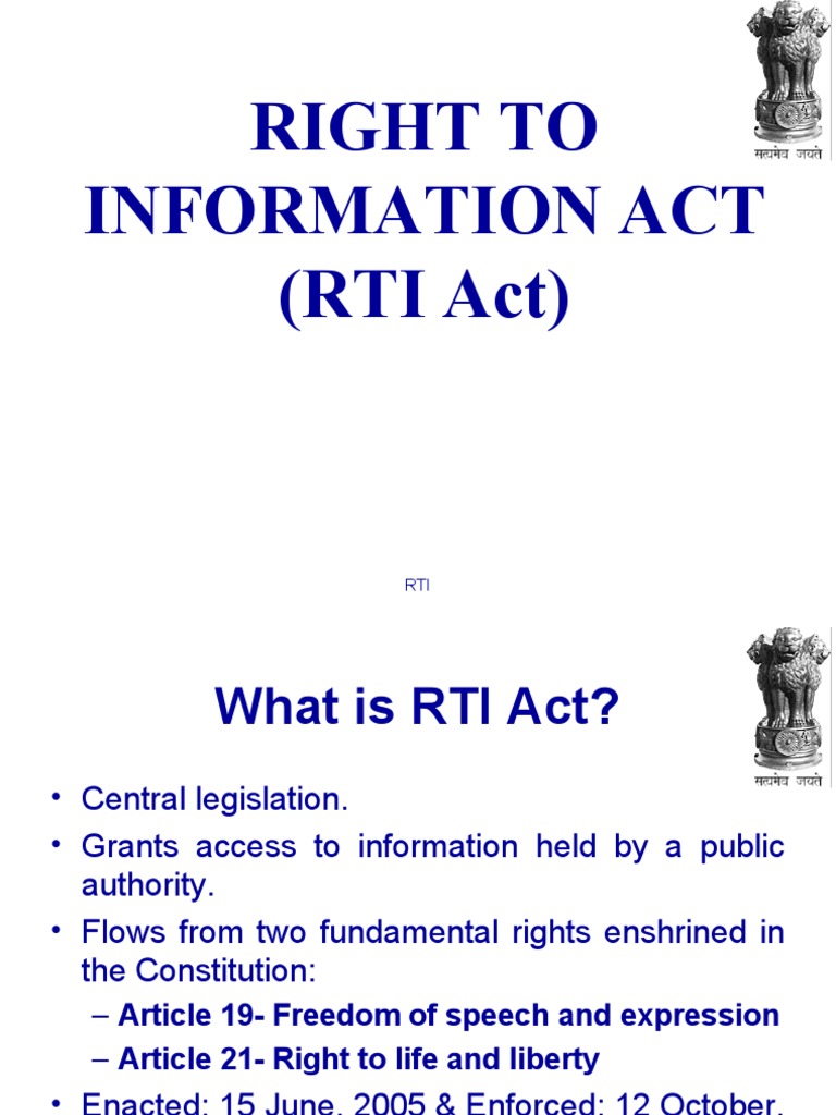 Right To Information Act (RTI Act) | PDF | Public Law | Human Rights