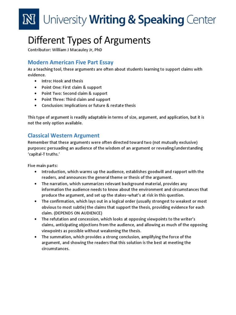 Different Types of Arguments | Download Free PDF | Argument | Essays