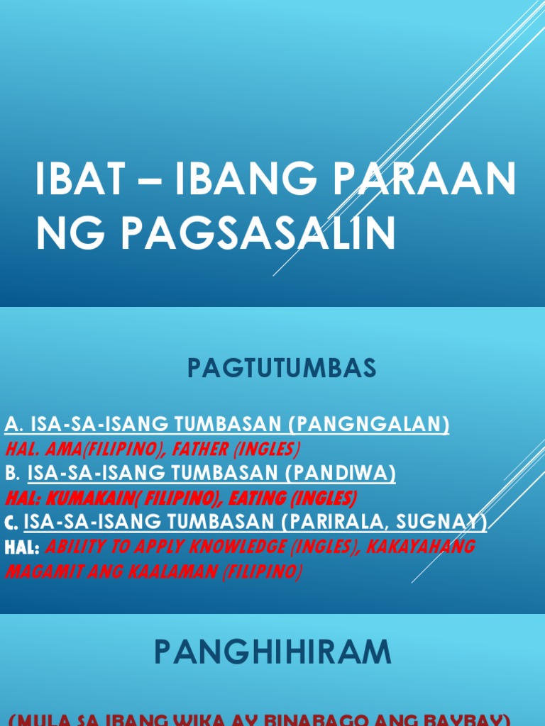 Ibat - Ibang Paraan NG Pagsasalin | PDF