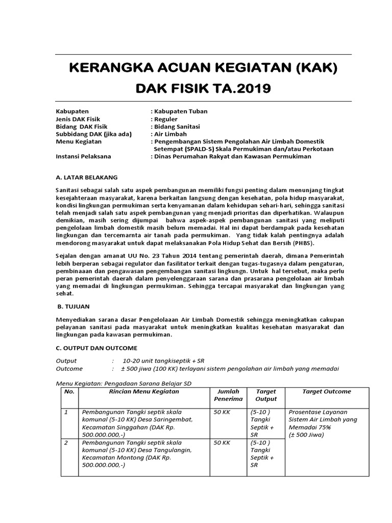Tor Proposal Kegiatan Tambahan Dak Fisik Ta.2019 | PDF