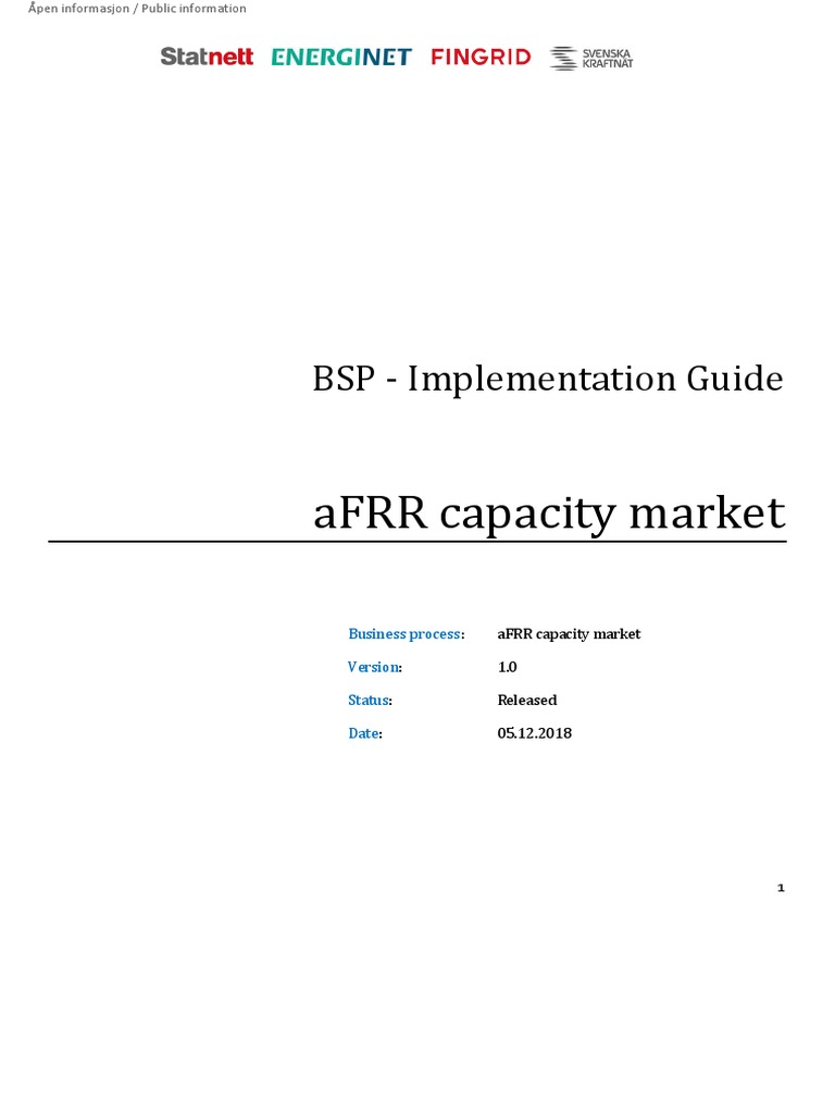 Implementation Guide AFRR Capacity Market BSP | PDF | Auction ...