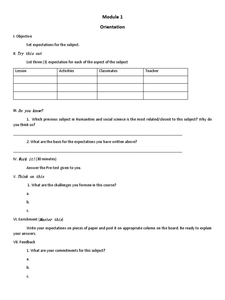 Module 1 Orientation Pdf