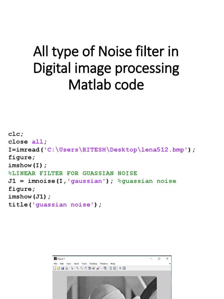 Noise Filters in MATLAB for Images | PDF | Computers