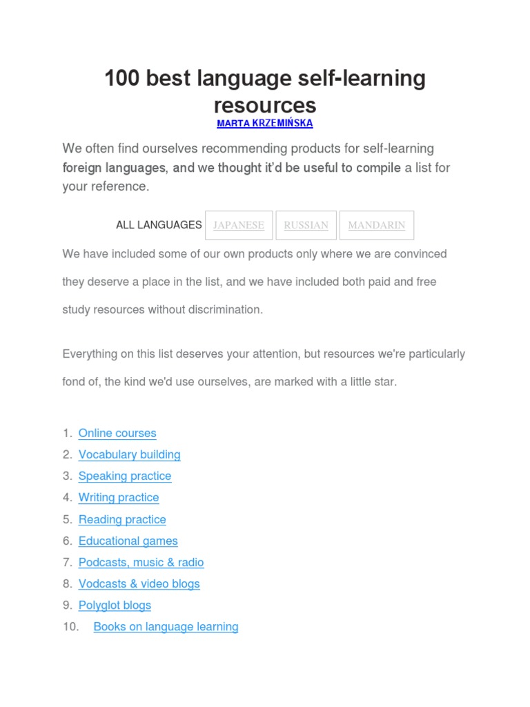 100 Best Language Self | PDF | Multilingualism | Flashcard