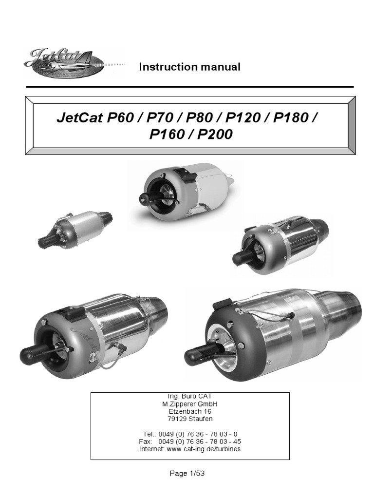 Jetcat P60 / P70 / P80 / P120 / P180 / P160 / P200: Instruction Manual | PDF | Throttle | Gas ...