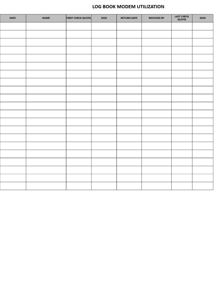 Log Book for Modem Usage Tracking | PDF