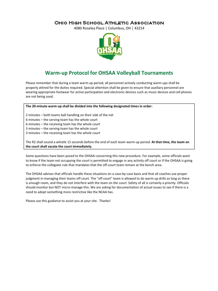 Warm Up Procedures Pdf