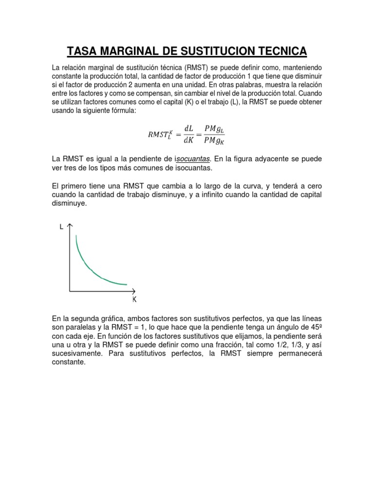 Tasa Marginal de Sustitucion Tecnica | Economía | Matemática