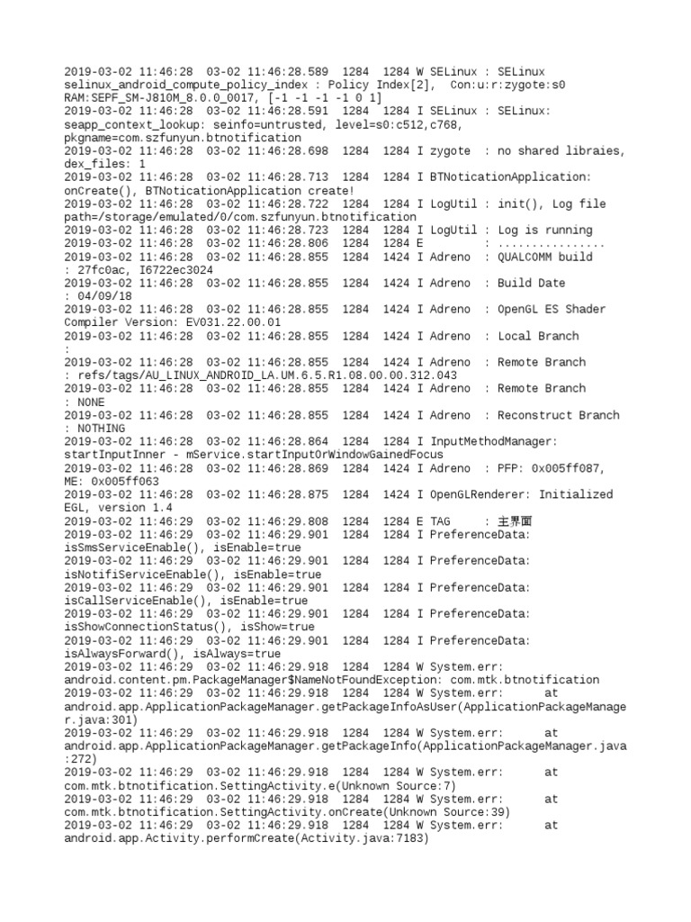 BTNotification Log | PDF | Java (Programming Language) | Android (Operating System)