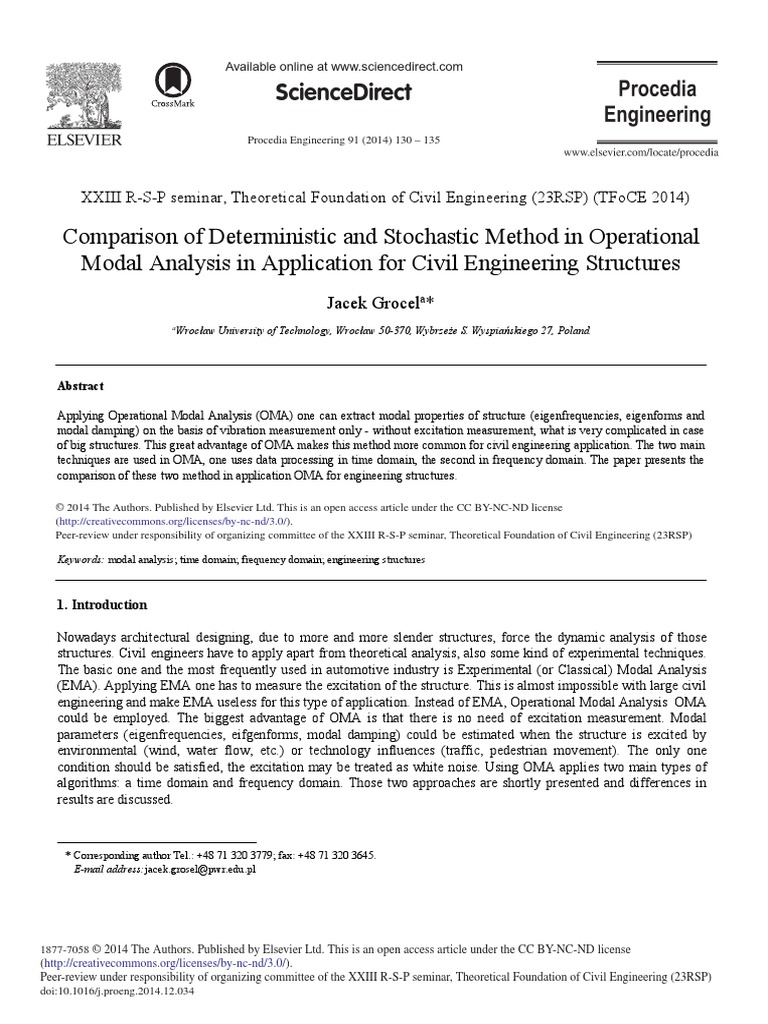 Comparison of Deterministic and Stochastic Method in Operational Modal Analysis in Application ...