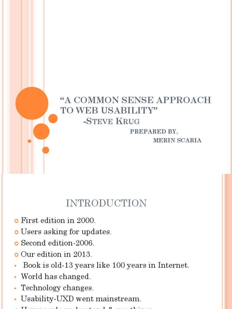 A Common Sense Approach To Web Usability | PDF | Usability | World Wide Web