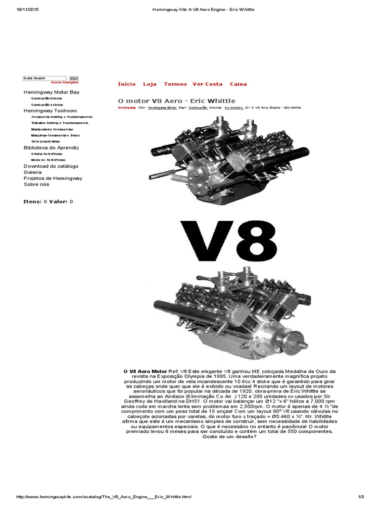 Motor V8 Aero de Eric Whittle: Detalhes e Kit | PDF | Motores | Veículos