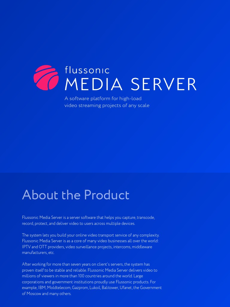 Flussonic Media Server Overview | PDF | Streaming Media | Iptv
