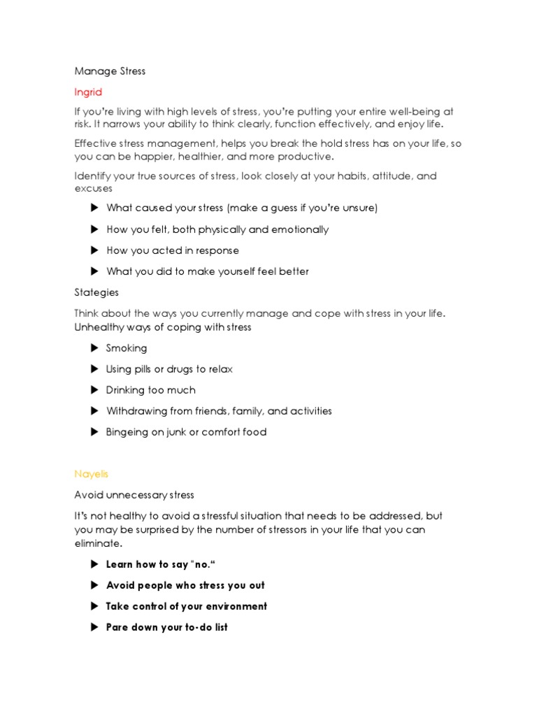Manage Stress | PDF