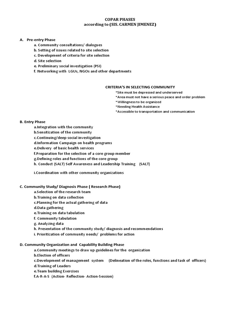 Copar Phases According To (SIS. CARMEN JIMENEZ) | PDF | Health Care ...