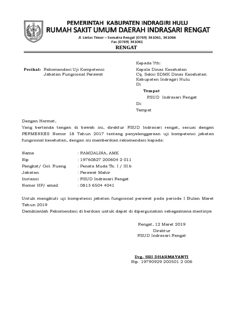 Contoh Surat Rekomendasi Atasan | PDF