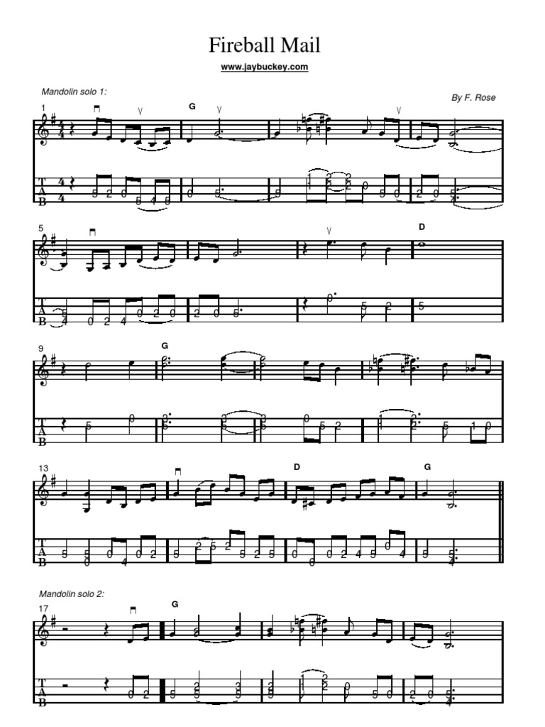 Fireball Mail Mandolin Tab | PDF