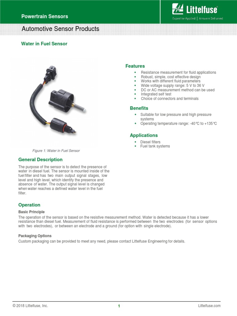 Littelfuse Sensor Automotive Water Fuel Datasheet | PDF | Direct ...