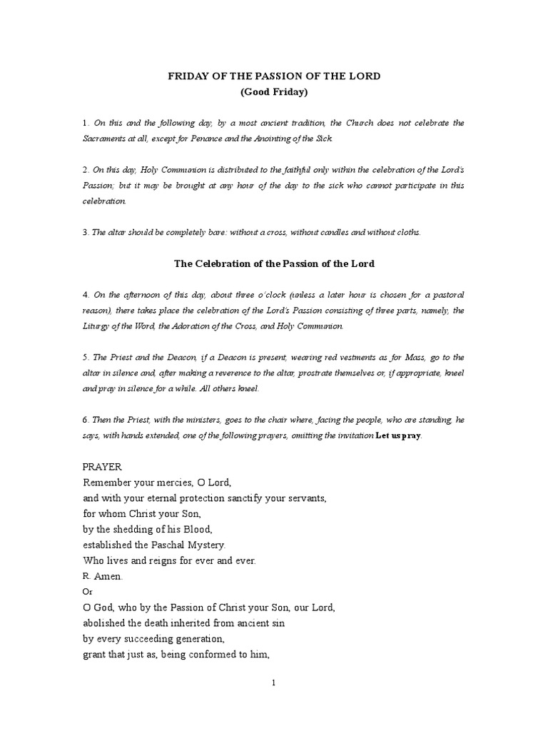 Friday of The Passion of The Lord (Good Friday) : Prayer | PDF | Mass ...