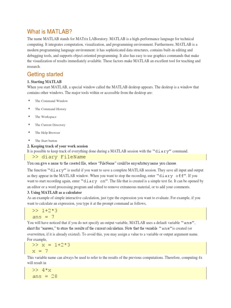 What Is Matlab | PDF | File Format | Matrix (Mathematics)
