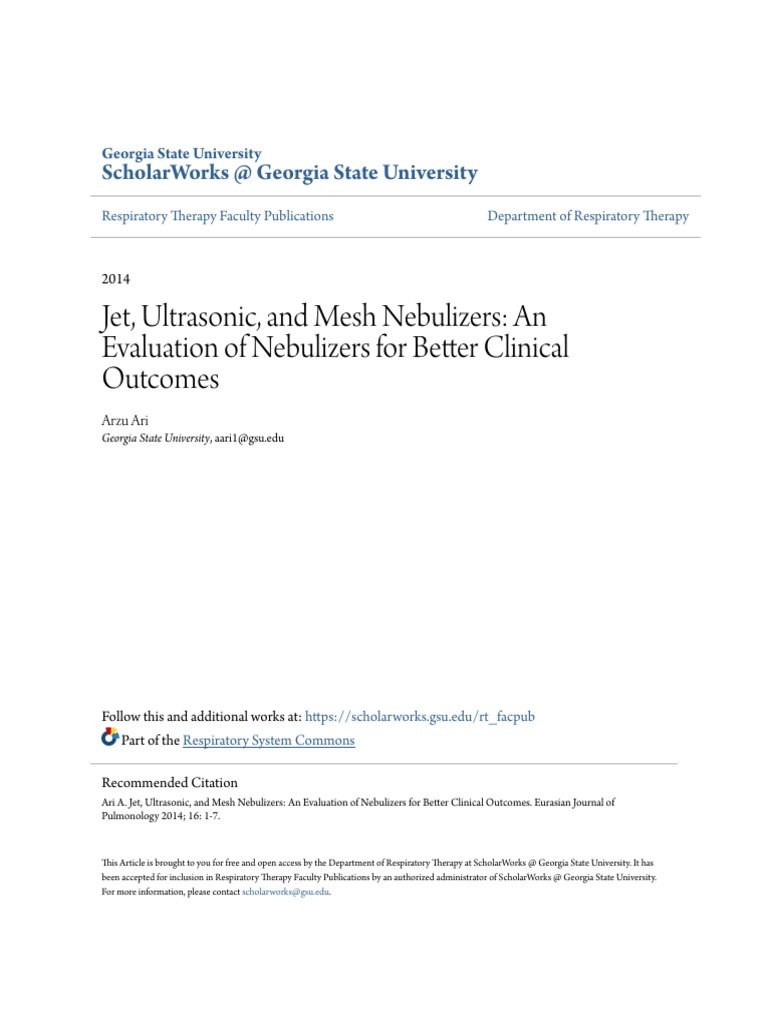 Jet Ultrasonic and Mesh Nebulizers - An Evaluation of Nebulizers | PDF ...