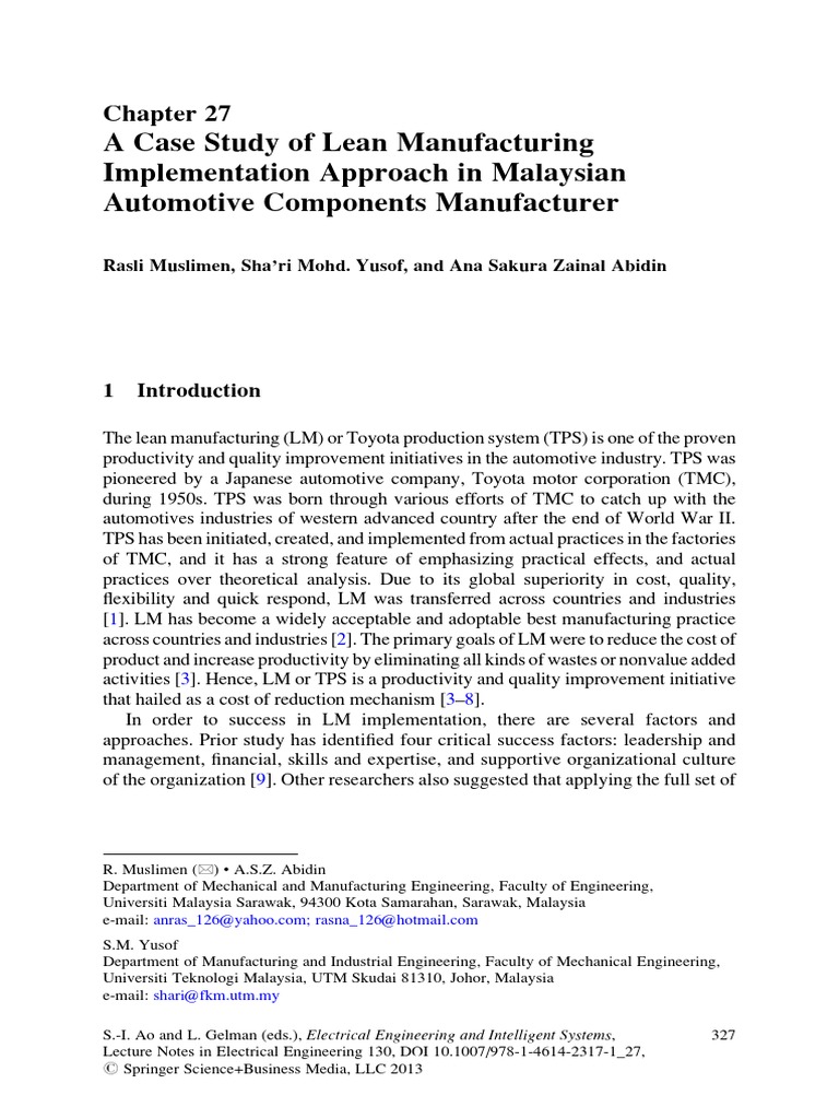 A Case Study of Lean Manufacturing Implementation Approach in Malaysian Automotive Components ...