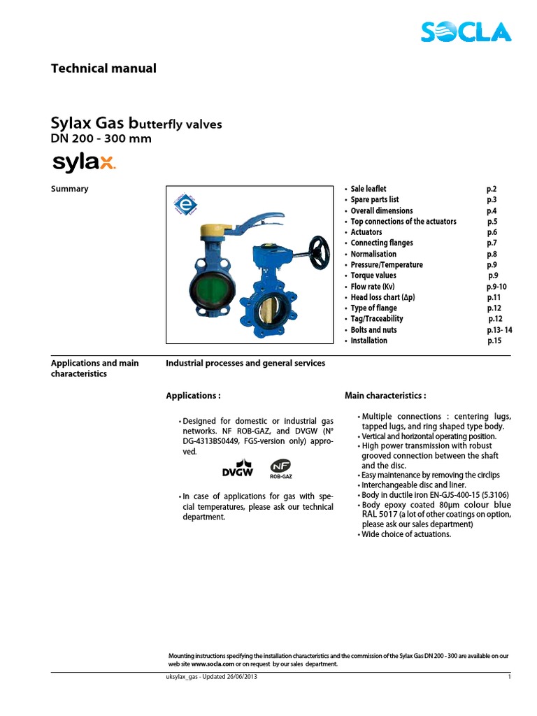 Sylax Gas B: Technical Manual | PDF | Valve | Screw