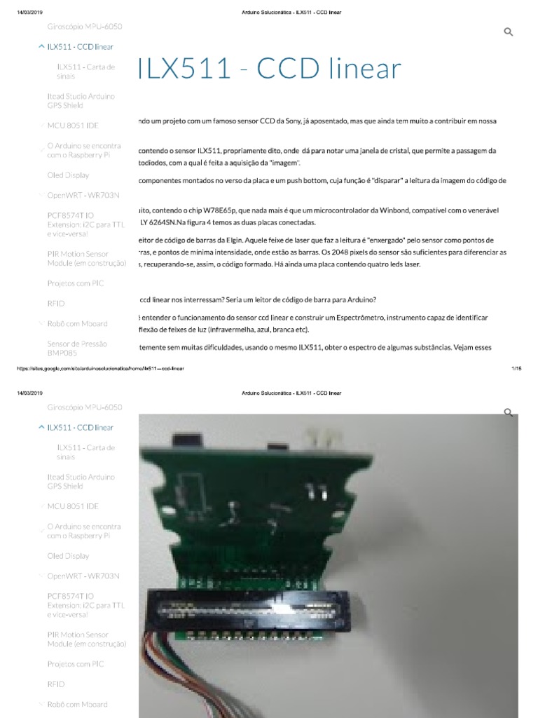 Arduino Solucionática - ILX511 - CCD Linear | PDF