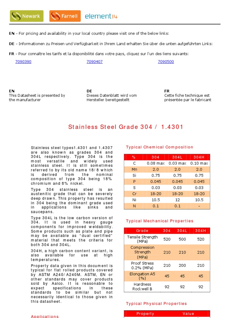 SS304 Properties OK | PDF | Stainless Steel | Corrosion
