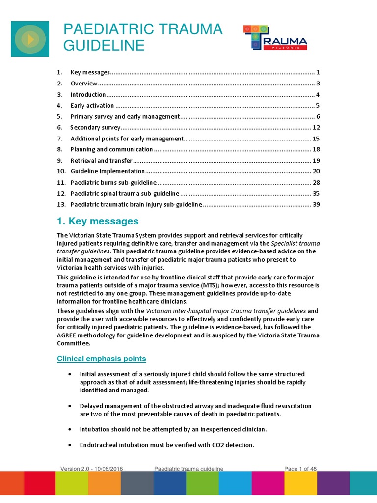 Paediatric Trauma Guideline | PDF | Major Trauma | Emergency Department