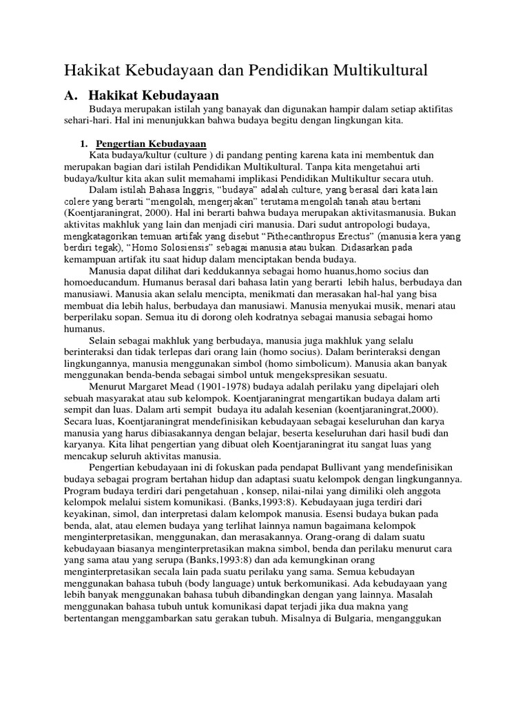 Hakikat Kebudayaan Dan Pendidikan Multikultural | PDF