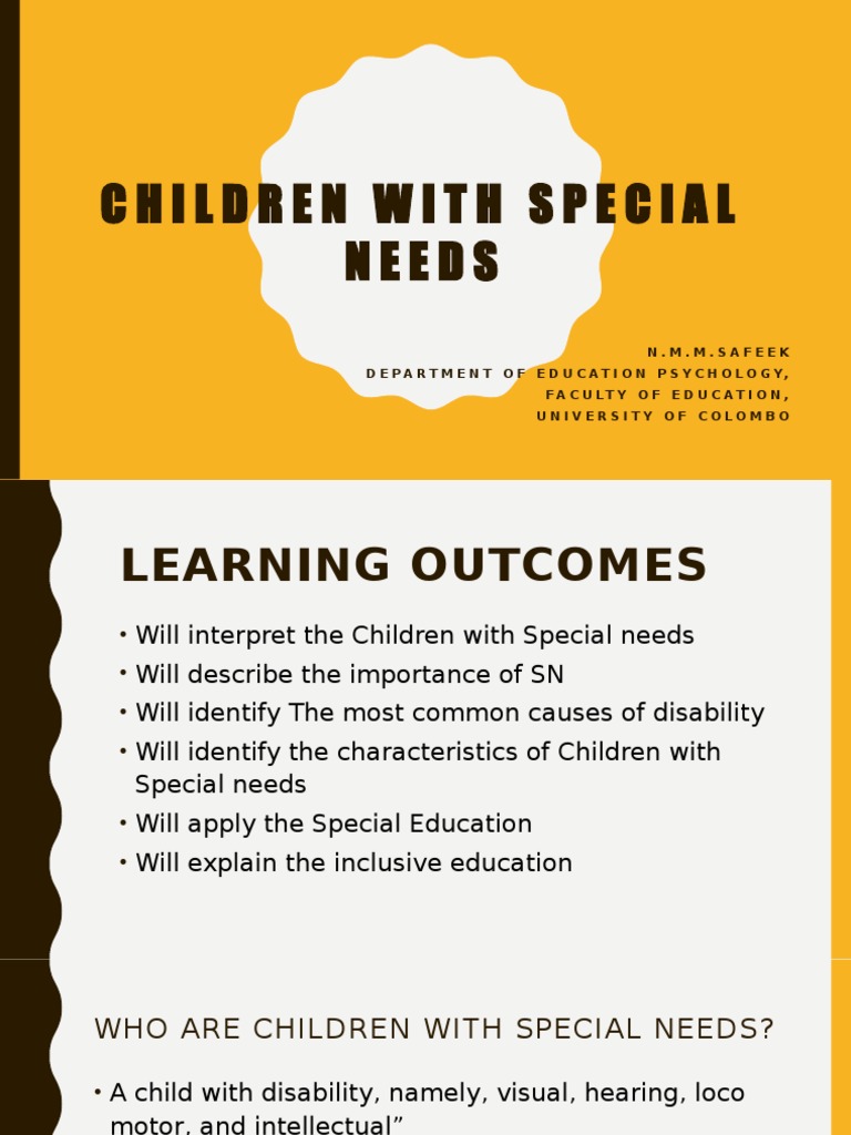 Children With Special Needs | PDF | Special Education | Disability