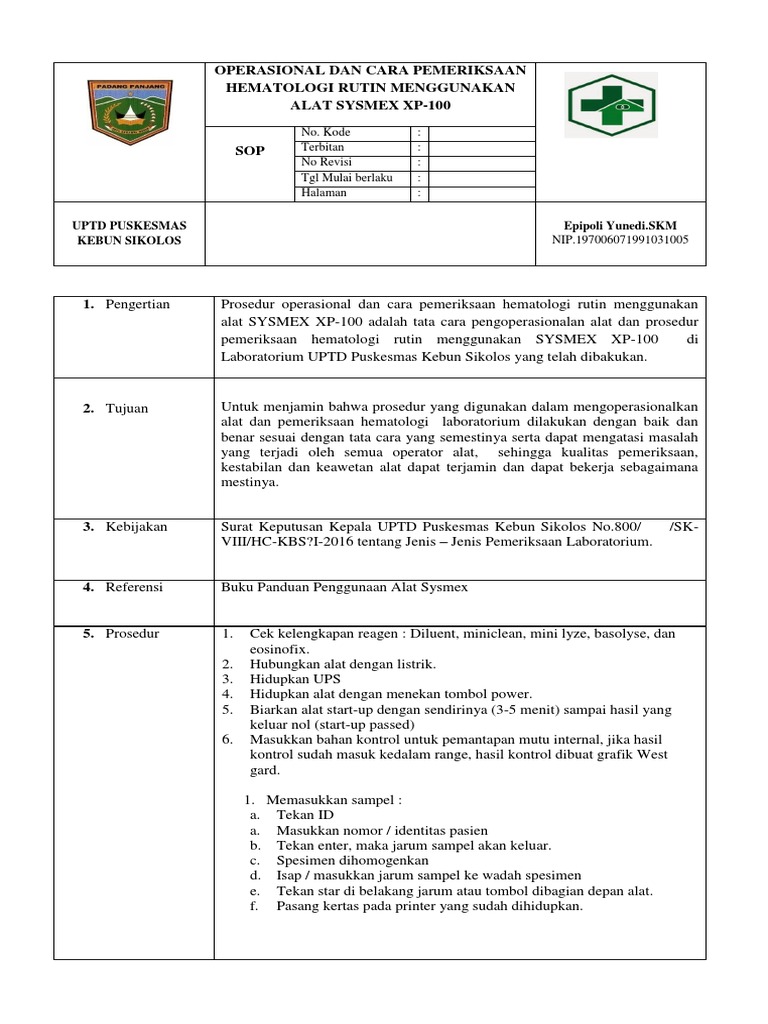 Opera8.1.2.Sop Dan Cara Pemeriksaan Hematologi Rutin Menggunakan Alat ...