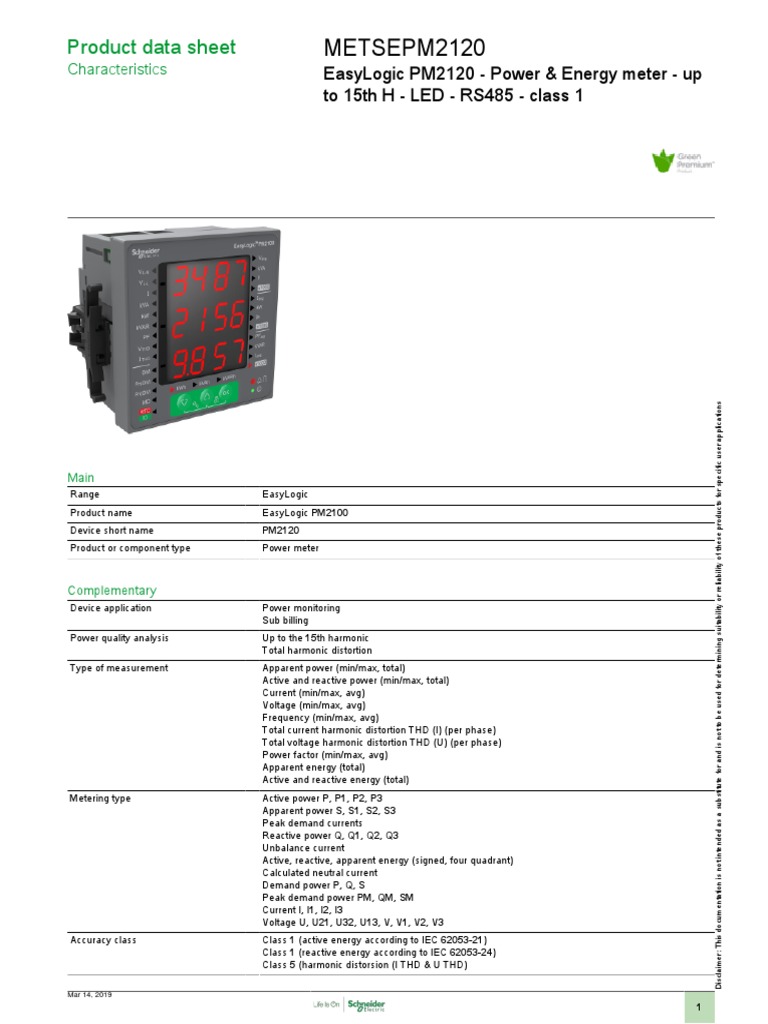 EasyLogic PM2000 Series - METSEPM2120 | PDF | Alternating Current | Electrical Engineering