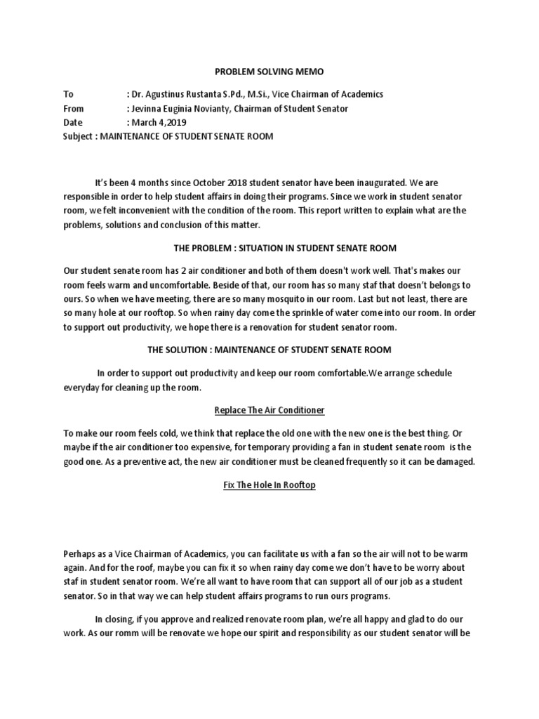 Problem Solving Memo (Jeje) | PDF | Air Conditioning