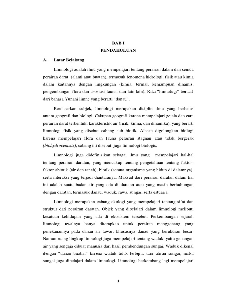 Definisi dan Ruang Lingkup Limnologi | PDF
