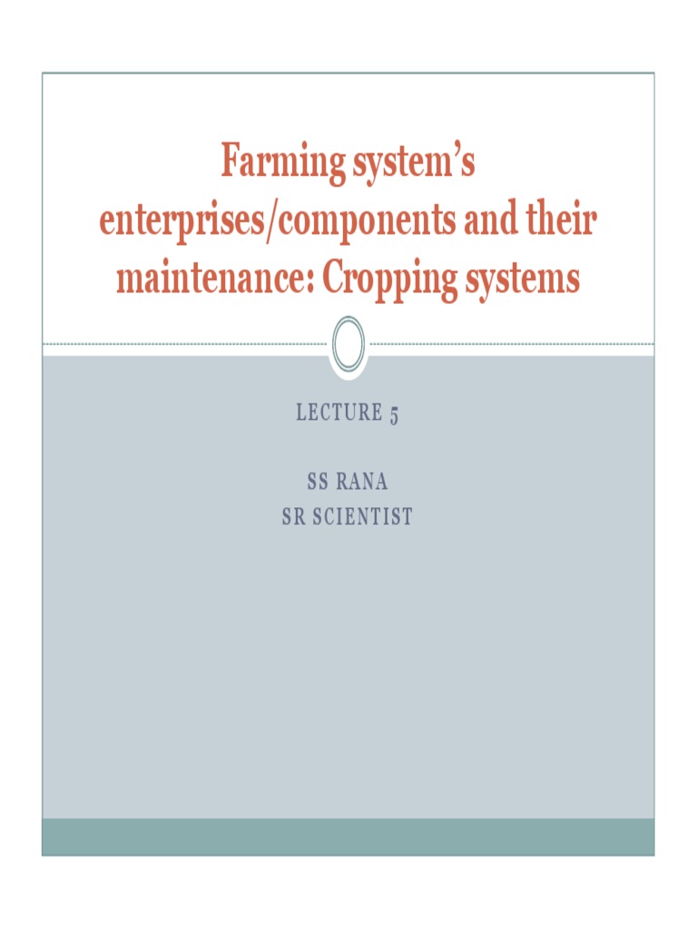 Lecture 5 Farming System Components-Cropping Systems | PDF | Legume ...
