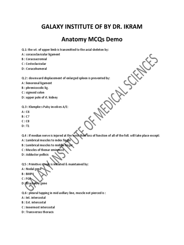 Anatomy MCQs FCPS 1 | PDF | Knee | Hip