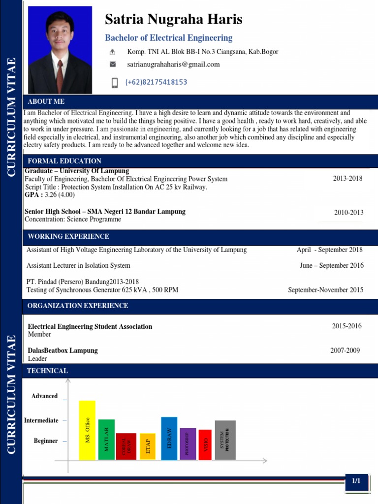Satria Nugraha Haris - Curriculum Vitae English | PDF | Electricity | Electrical Engineering