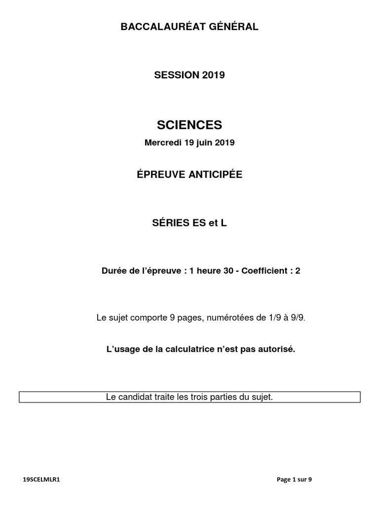 Sujets Bac Sciences ES | PDF | Stockage de l'énergie | Énergie éolienne