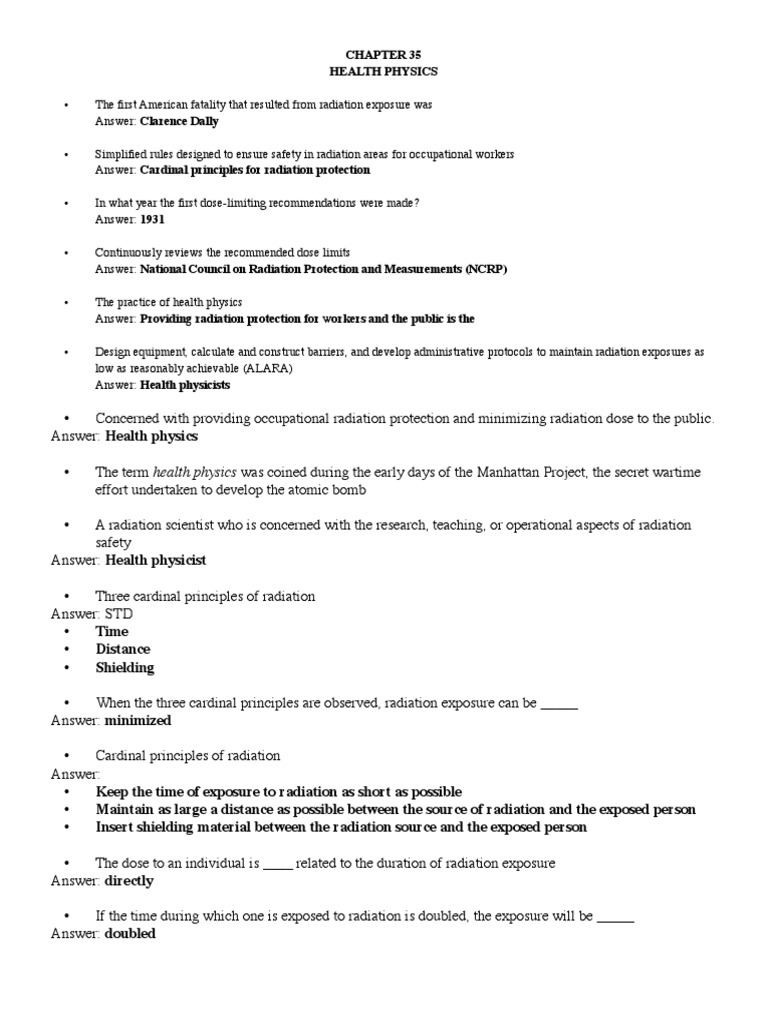 Chapter 35 Health Physics | PDF | Radiation Protection | Radioactive ...