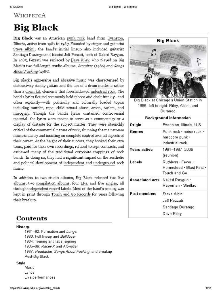 Big Black - Wikipedia | PDF | Entertainment (General)