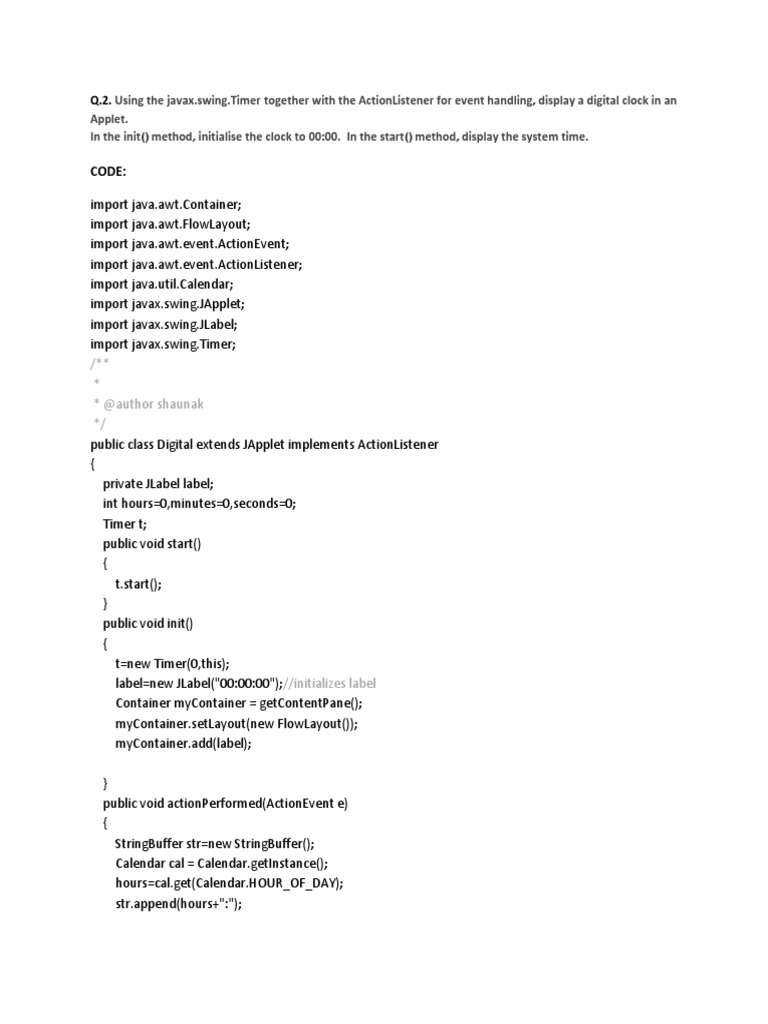 Code:: / @author Shaunak | PDF | Java Platform | Computing Platforms