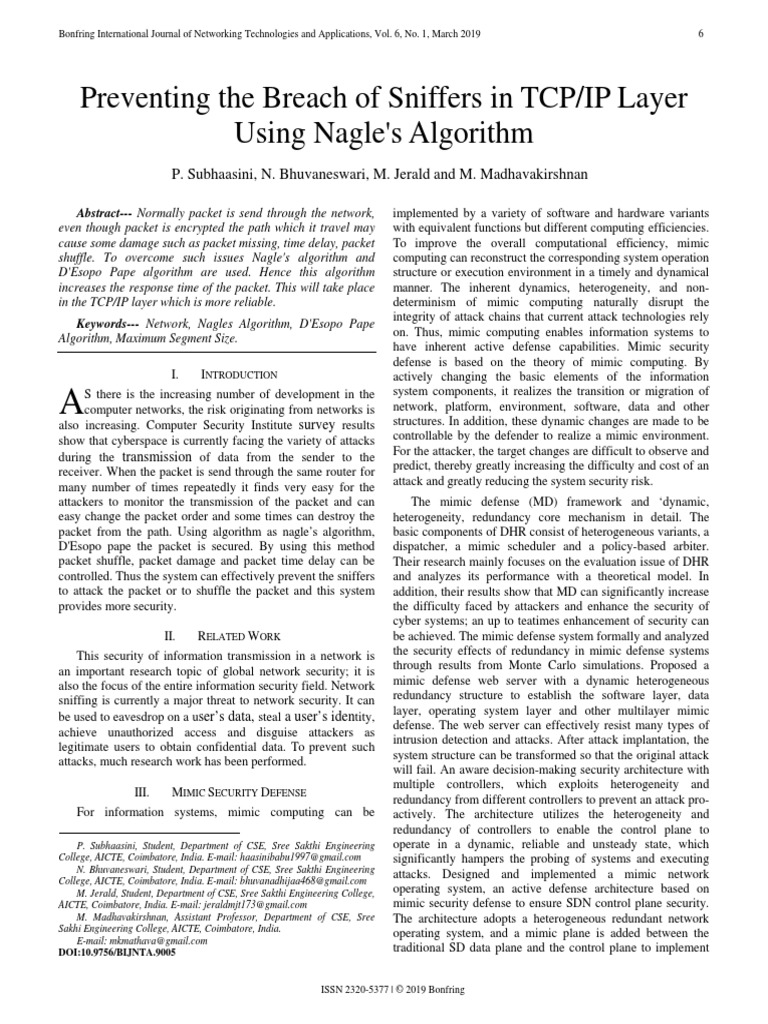 Preventing The Breach of Sniffers in TCP/IP Layer Using Nagles ...