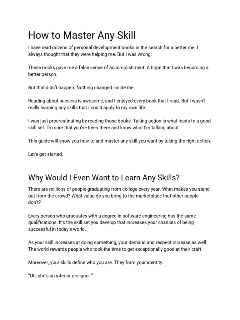 How To Master Any Skill - Abhishek Tiwari | PDF | Learning