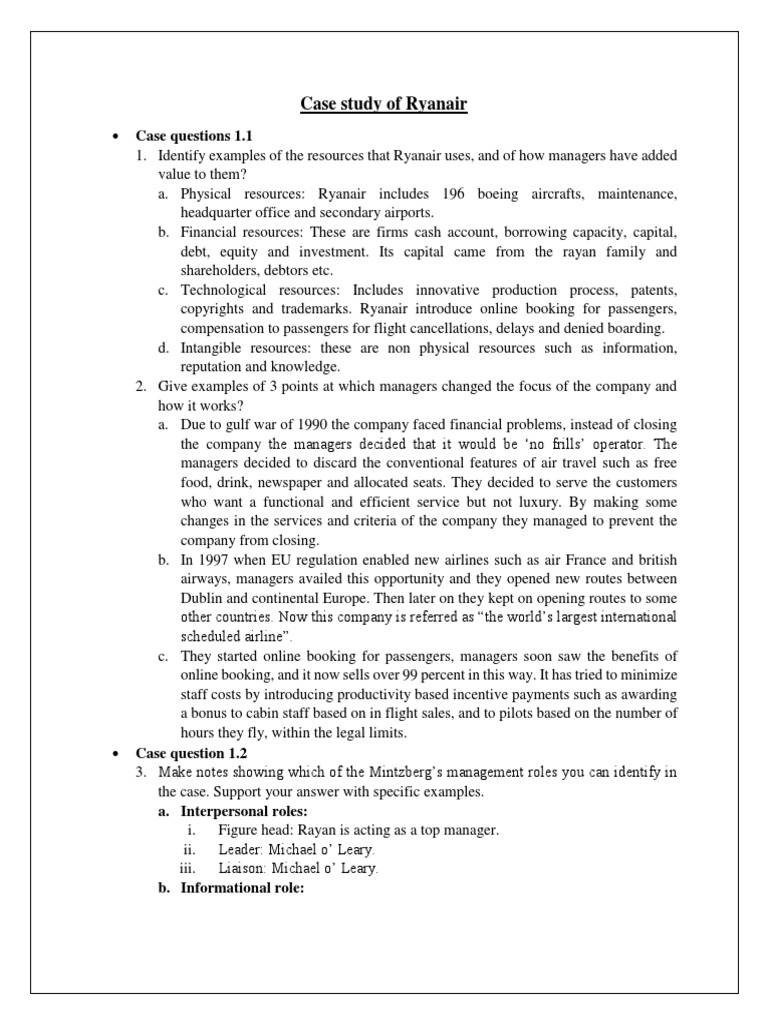 Case Study of Ryanair | PDF | Airlines | Aviation