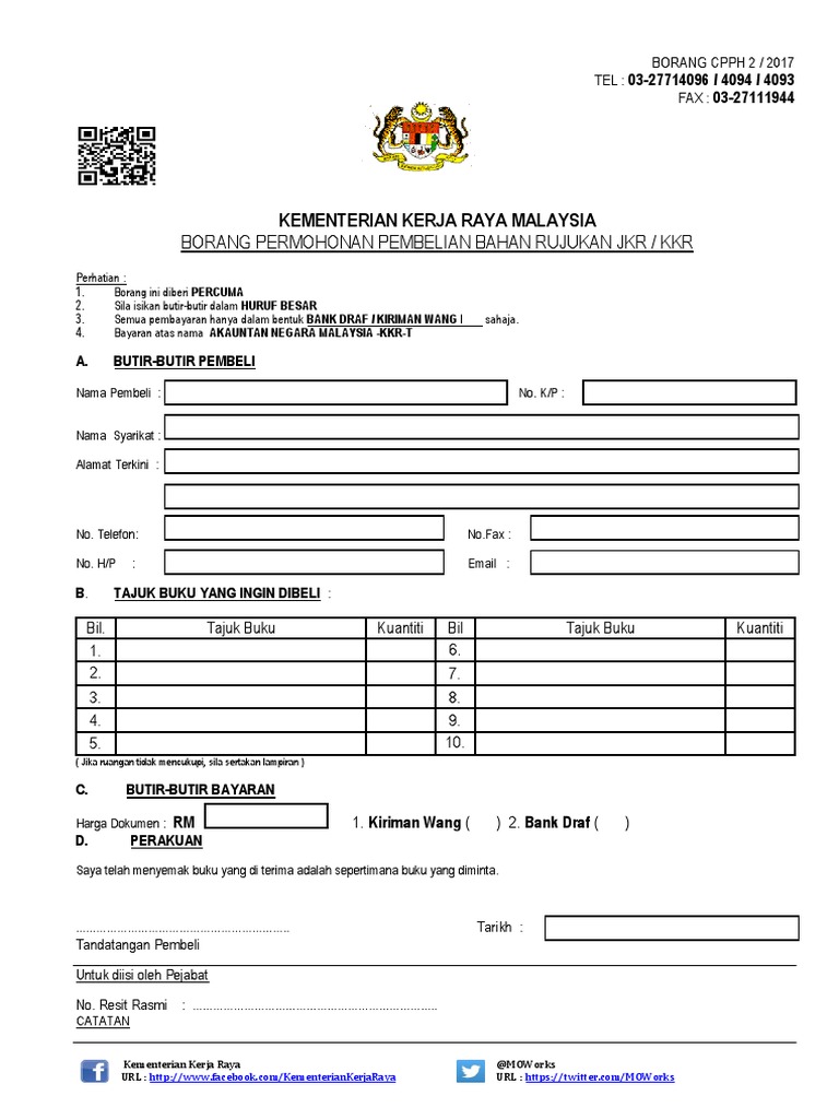 Borang Pembelian Buku CPPH 2018 | PDF