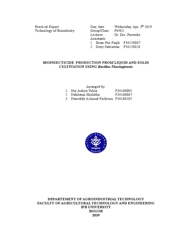 Bioinsecticide Production From Liquid And Solid Cultivation Using